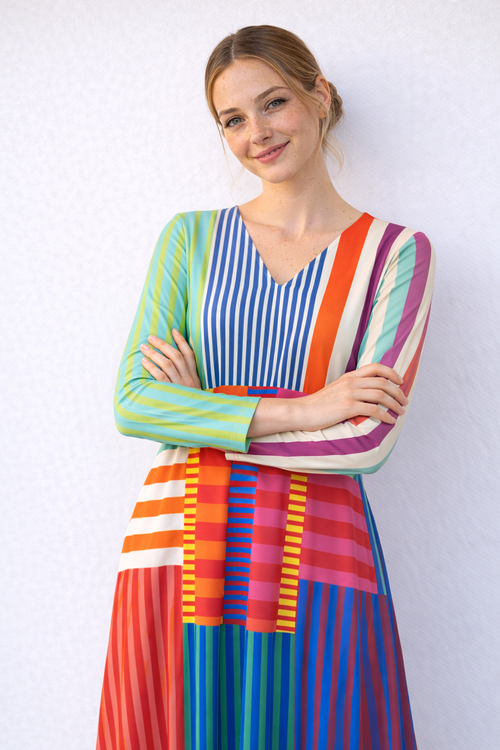 Rivka Elegante abito patchwork per un look unico e raffinato - Roborro